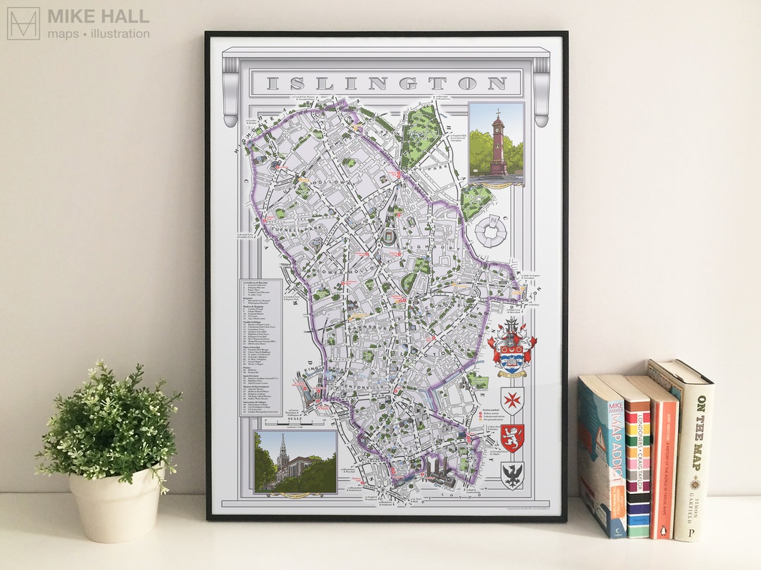 Islington (london Borough) Illustrated Map Giclee Print - Etsy