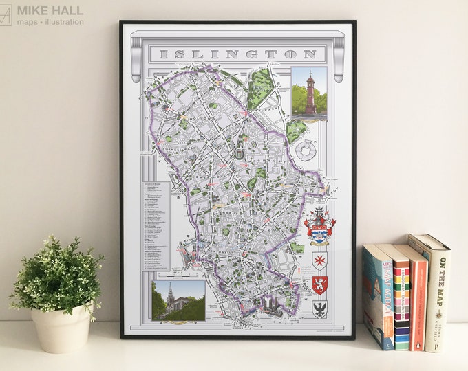 Islington (london Borough) Illustrated Map Giclee Print - Etsy