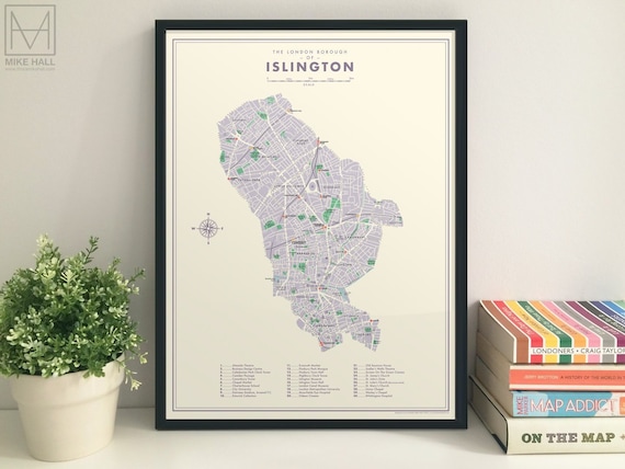 Islington london Borough Retro Map Giclee Print | Etsy