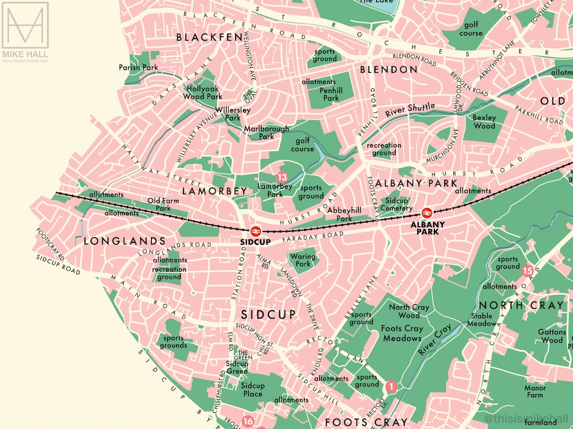 Bexley london Borough Retro Map Giclee Print - Etsy