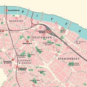 Southwark (london Borough) Retro Map Giclee Print - Etsy
