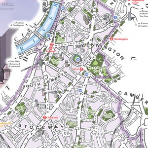 Lambeth (london Borough) Illustrated Map Giclee Print - Etsy