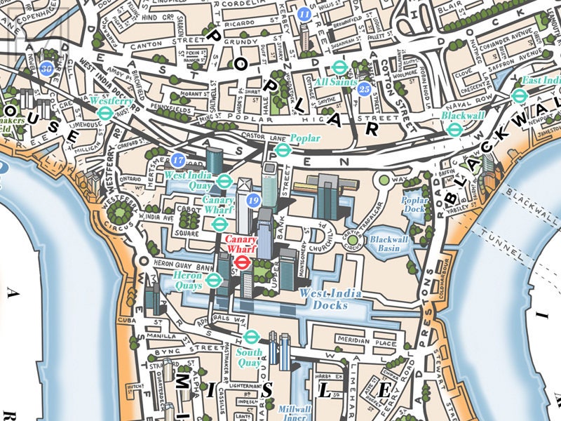 Tower Hamlets london Borough Illustrated Map Giclee Print - Etsy