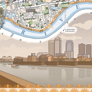 Tower Hamlets (london Borough) Illustrated Map Giclee Print - Etsy