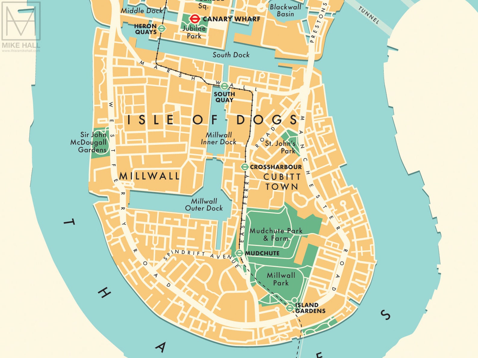 Tower Hamlets (london Borough) Retro Map Giclee Print - Etsy UK