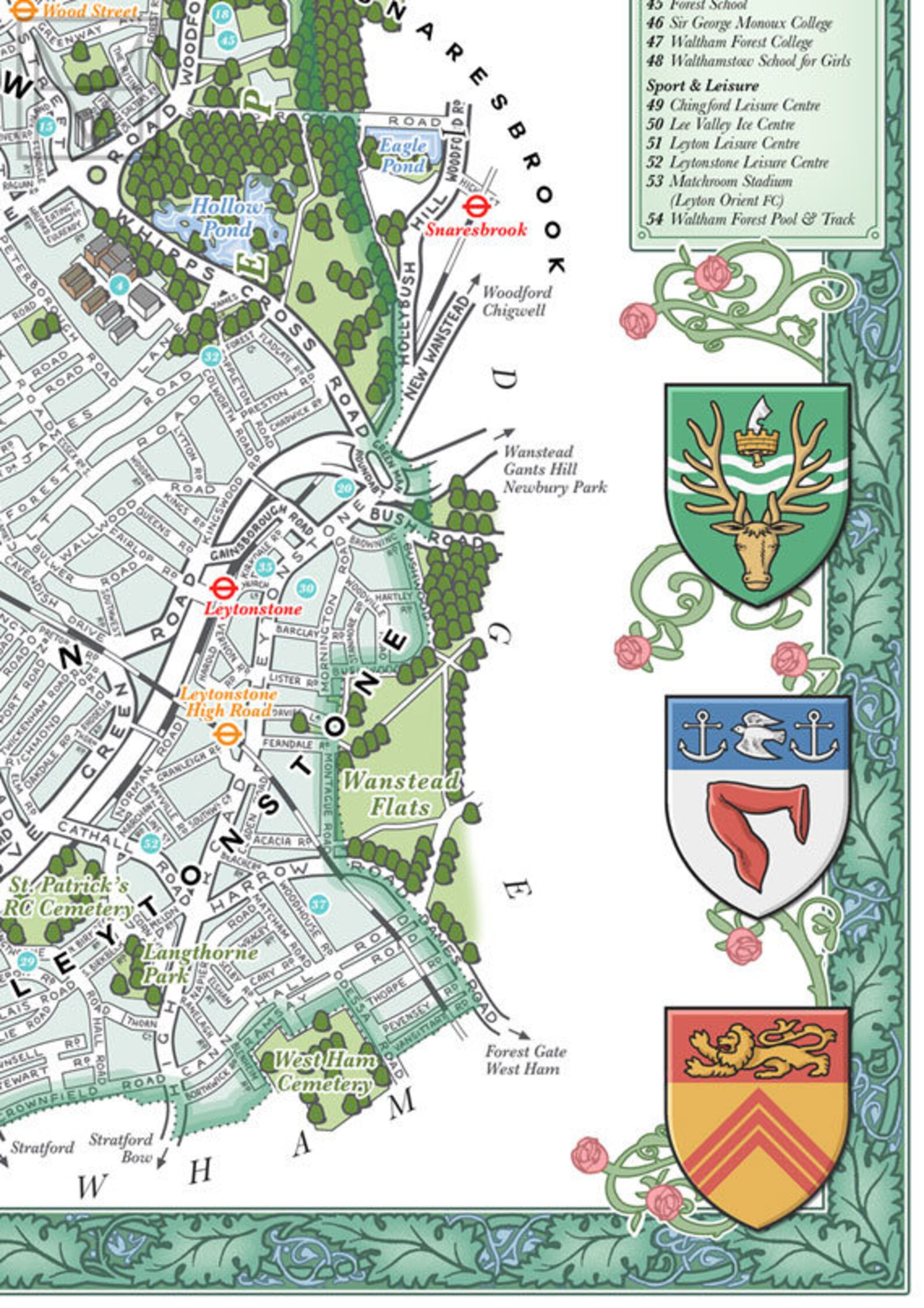 Waltham Forest london Borough Illustrated Map Giclee Print - Etsy