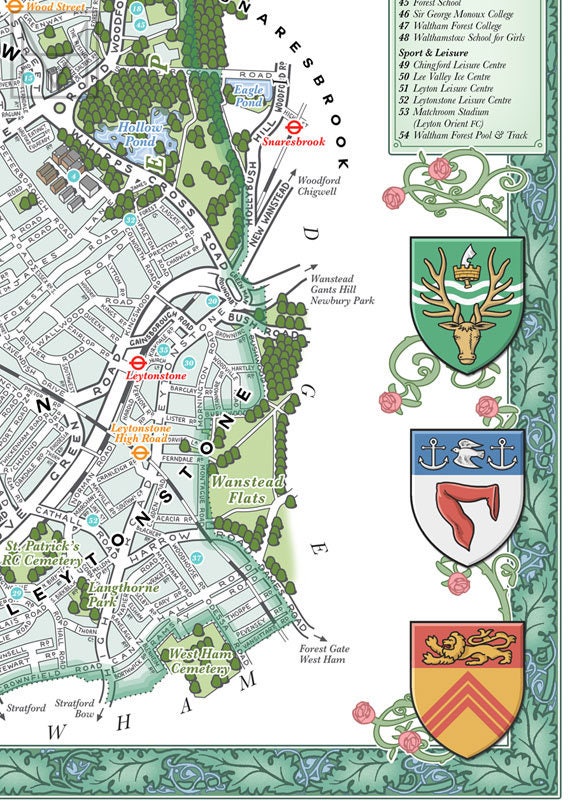 Waltham Forest london Borough Illustrated Map Giclee Print - Etsy