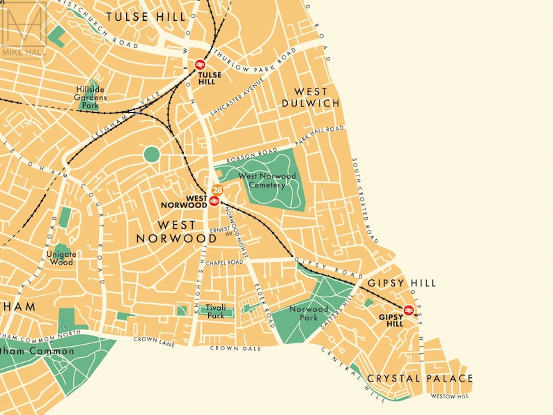 Lambeth london Borough Retro Map Giclee Print - Etsy