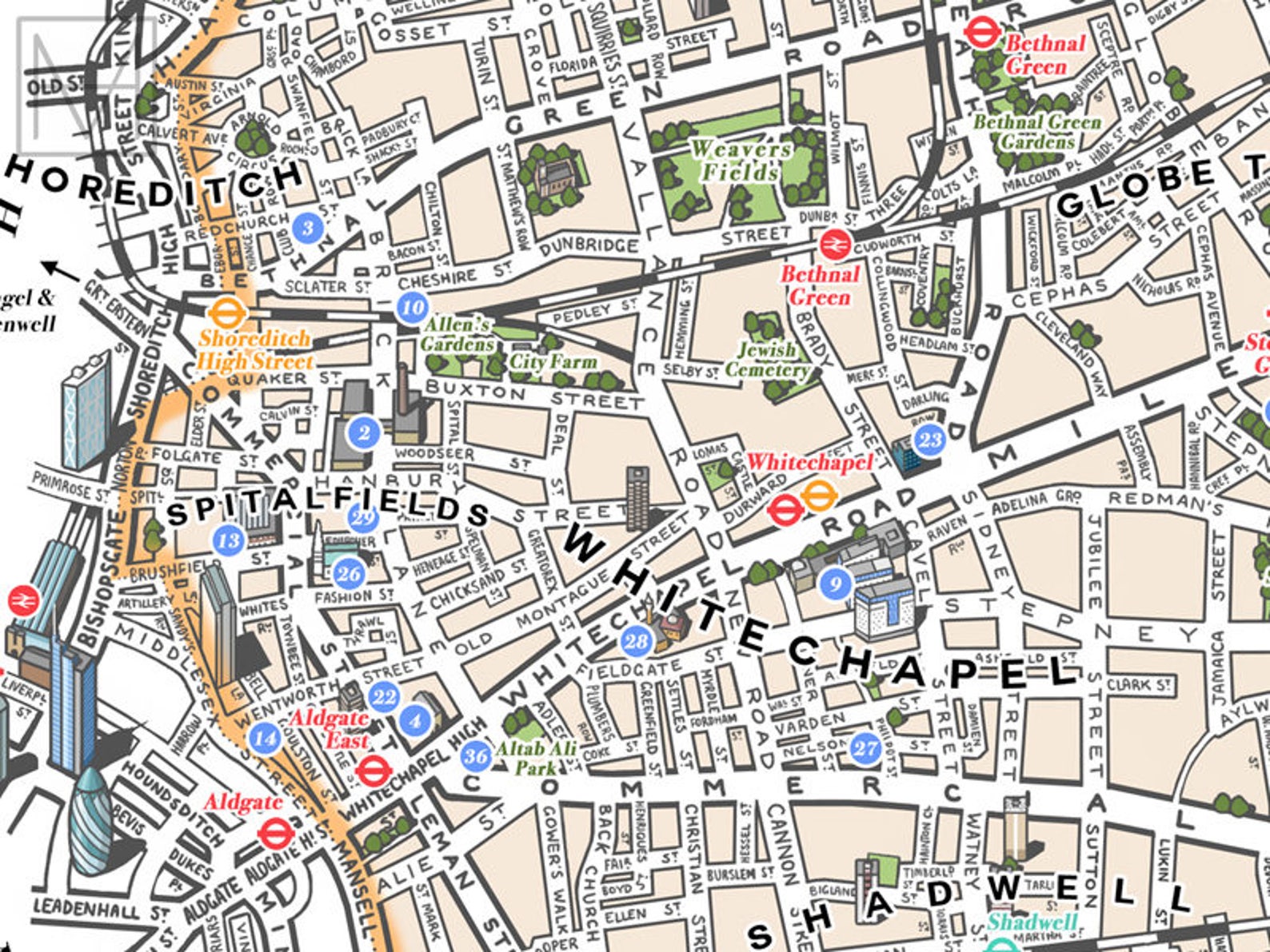 Tower Hamlets london Borough Illustrated Map Giclee Print - Etsy
