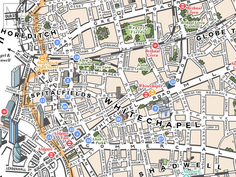 Tower Hamlets london Borough Illustrated Map Giclee Print - Etsy