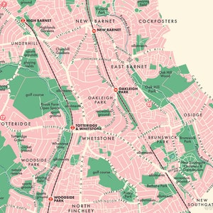 Barnet (london Borough) Retro Map Giclee Print - Etsy