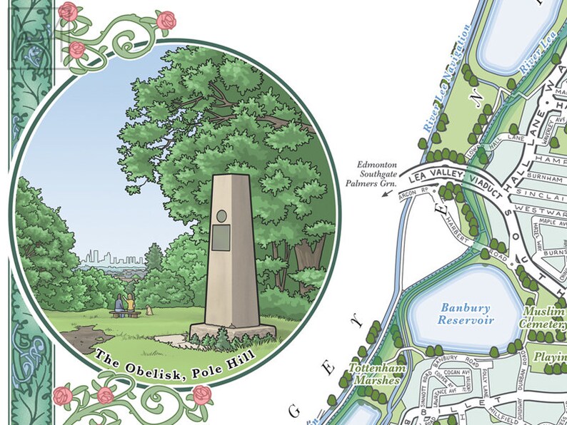 Waltham Forest london Borough Illustrated Map Giclee Print - Etsy