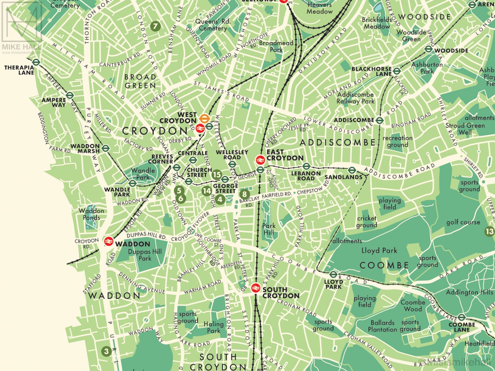 Croydon (london Borough) Retro Map Giclee Print - Etsy