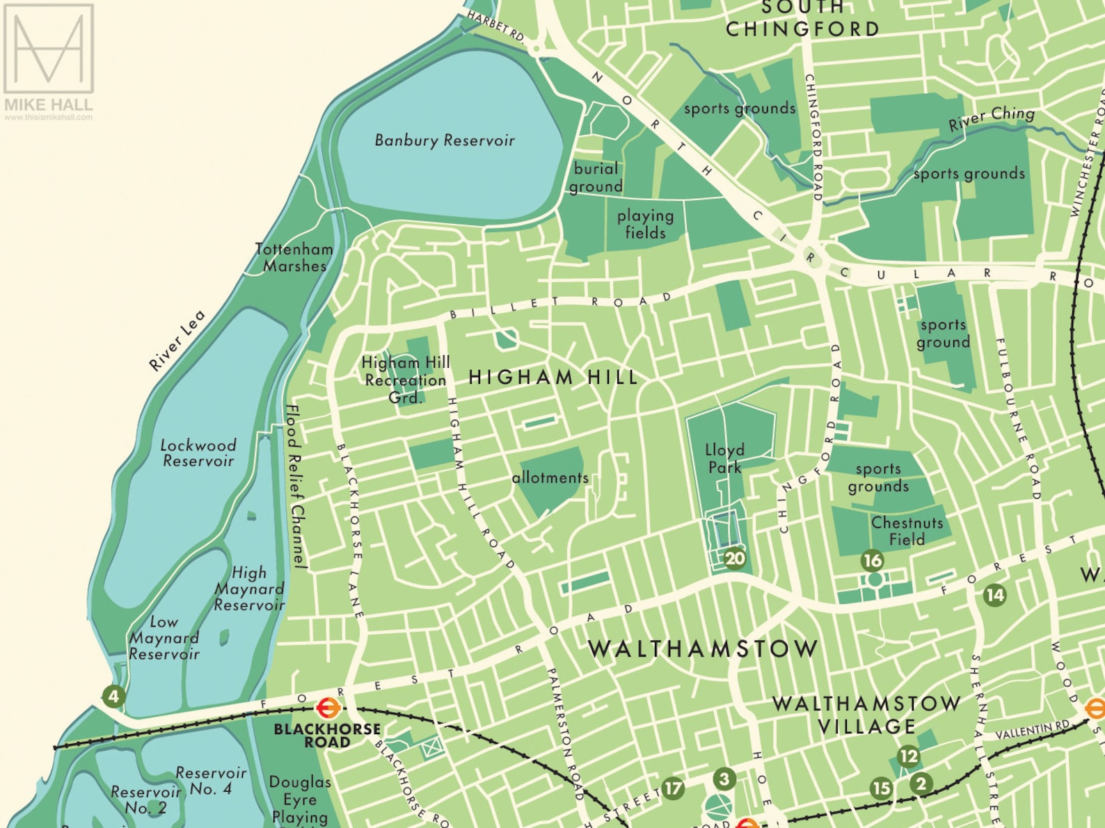 Waltham Forest (london Borough) Retro Map Giclee Print - Etsy