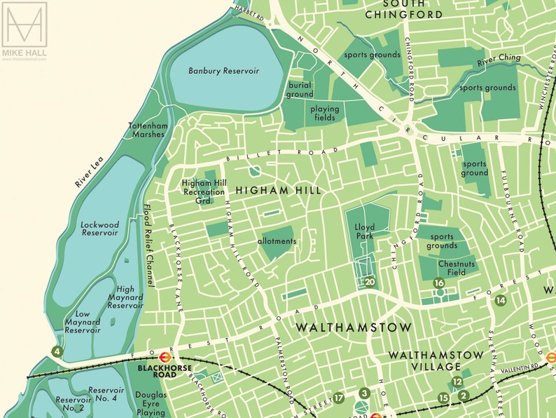 Waltham Forest london Borough Retro Map Giclee Print - Etsy