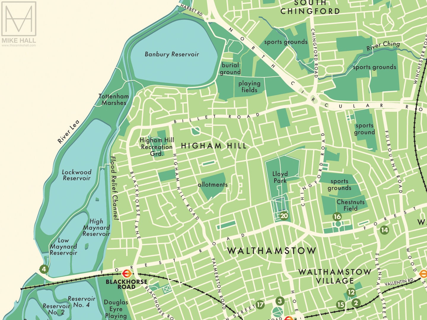 Waltham Forest london Borough Retro Map Giclee Print - Etsy