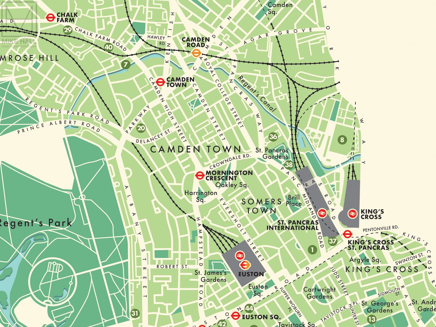 Camden london Borough Retro Map Giclee Print - Etsy UK