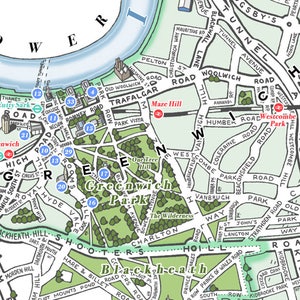 Greenwich london Borough Illustrated Map Giclee Print - Etsy