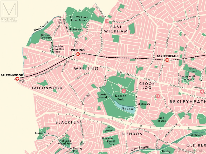 Bexley london Borough Retro Map Giclee Print - Etsy