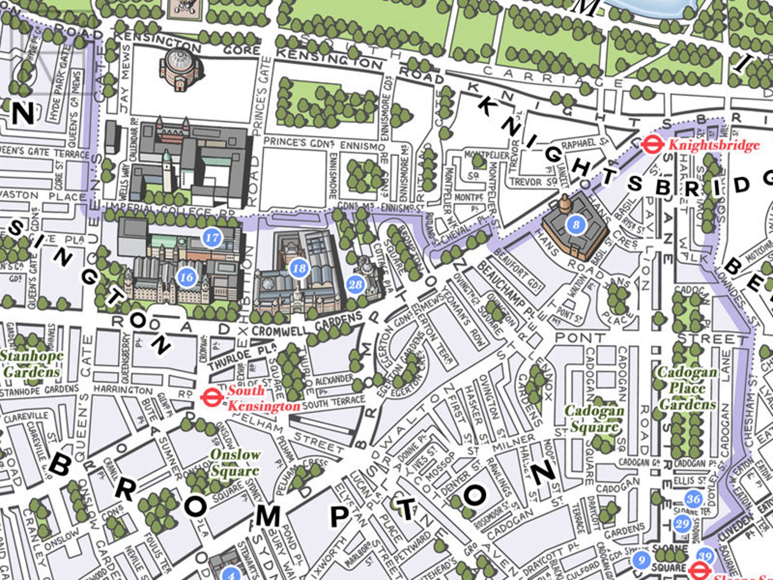 Kensington & Chelsea london Borough Illustrated Map Giclee - Etsy
