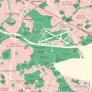Hillingdon (london Borough) Retro Map Giclee Print - Etsy