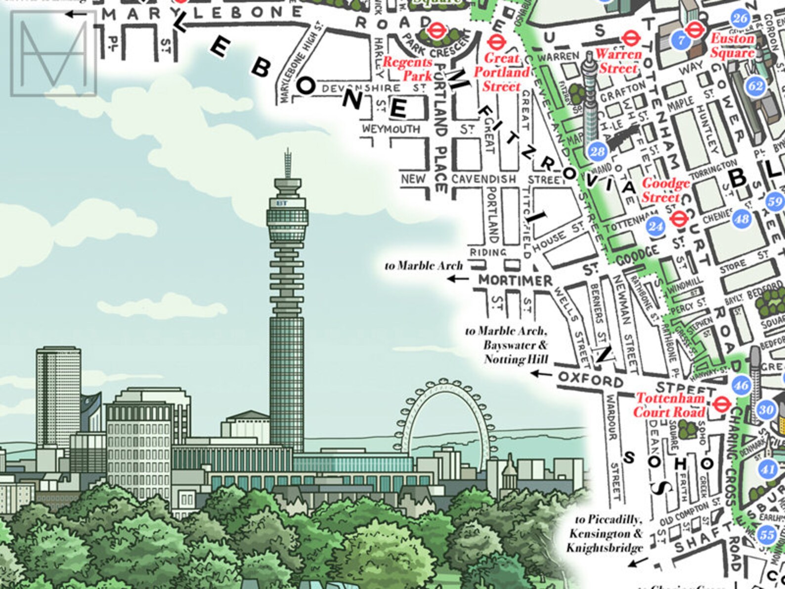 Camden london Borough Illustrated Map Giclee Print - Etsy