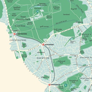 Enfield (london Borough) Retro Map Giclee Print - Etsy