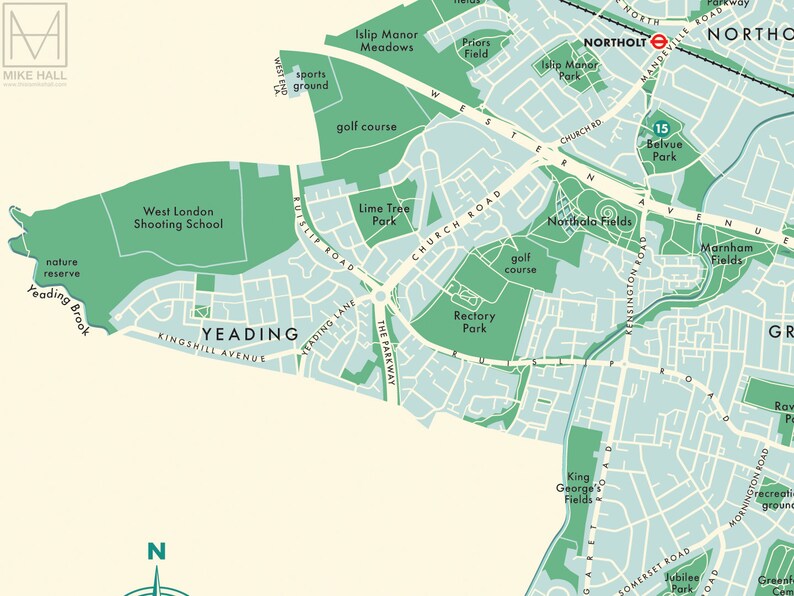Ealing (london Borough) Retro Map Giclee Print - Etsy