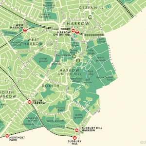 Harrow (london Borough) Retro Map Giclee Print - Etsy