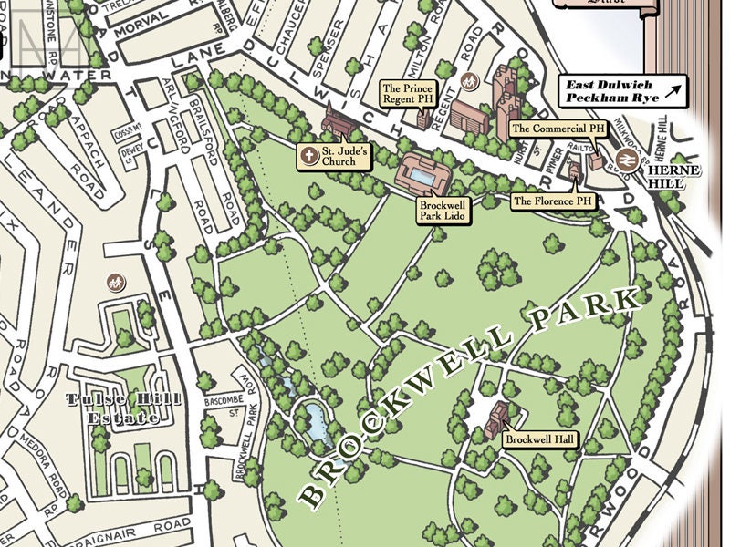 Brixton london SW2/SW9 Illustrated Map Giclee Print - Etsy
