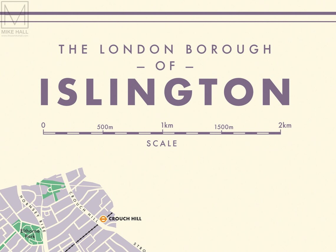 Islington london Borough Retro Map Giclee Print - Etsy