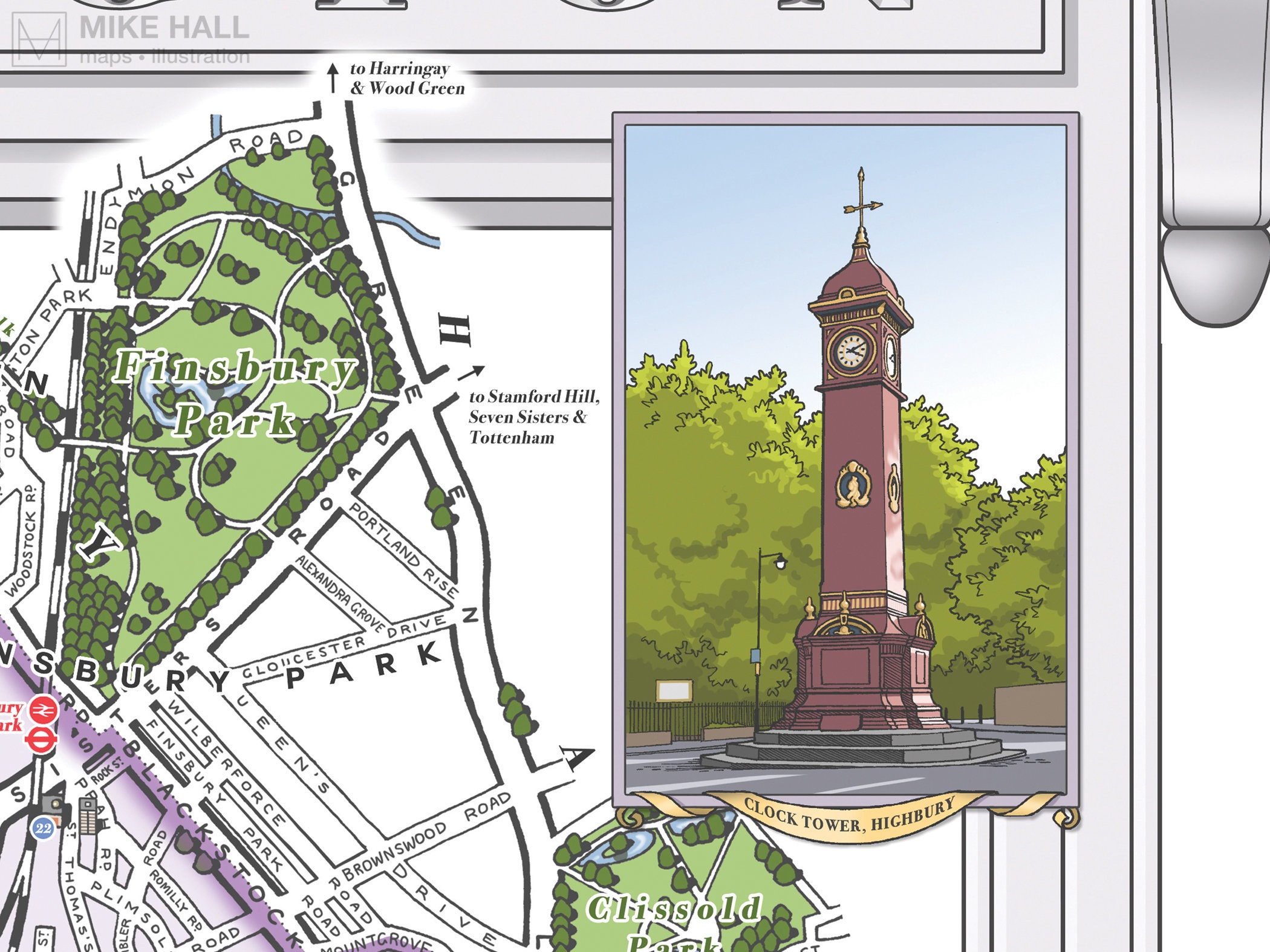 Islington (london Borough) Illustrated Map Giclee Print - Etsy