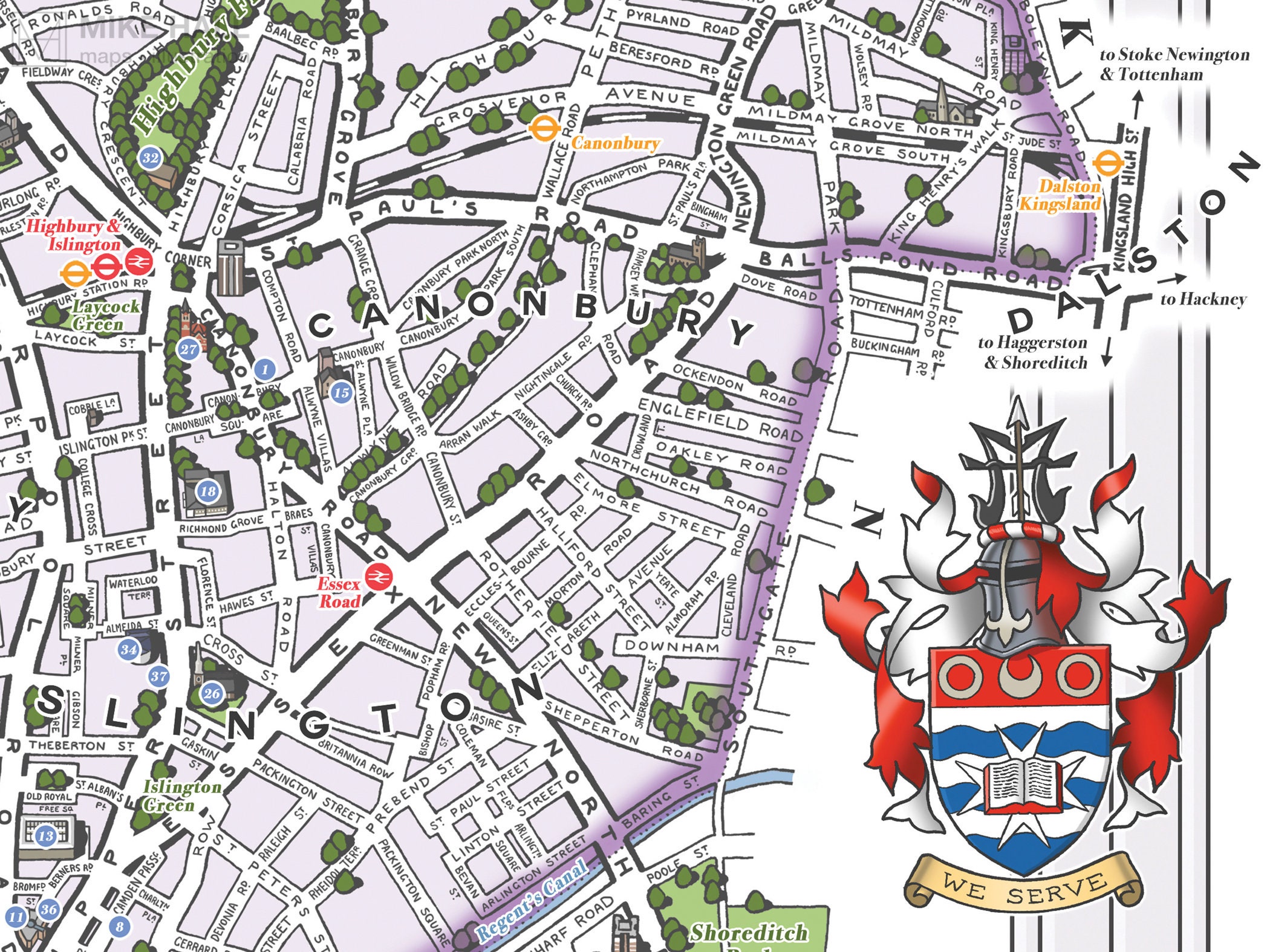 Islington (london Borough) Illustrated Map Giclee Print - Etsy