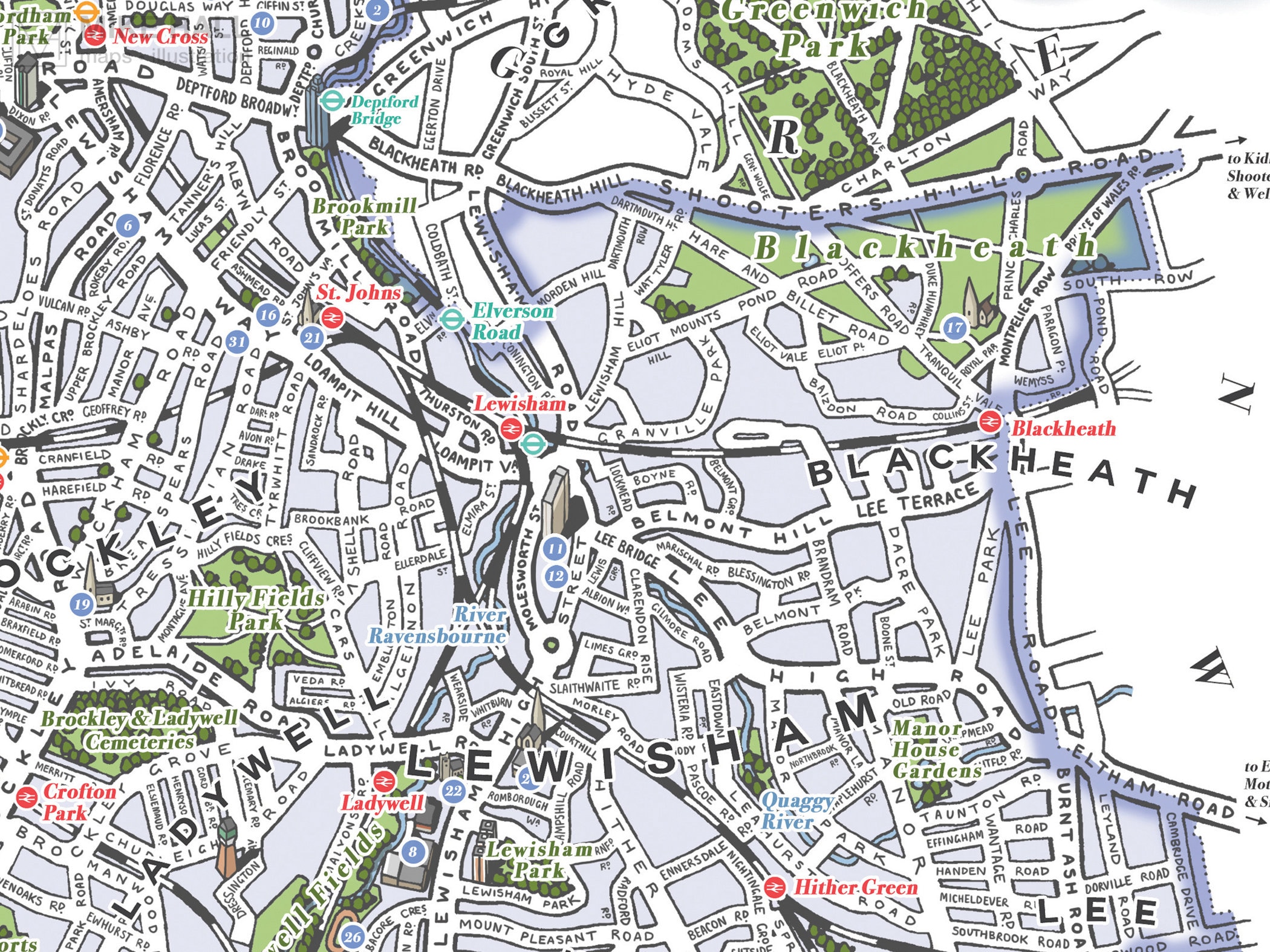 Lewisham (london Borough) Illustrated Map Giclee Print - Etsy