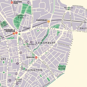 Islington (london Borough) Retro Map Giclee Print - Etsy