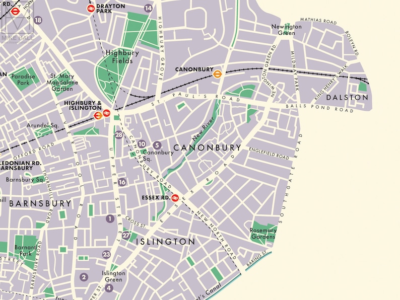 Islington london Borough Retro Map Giclee Print - Etsy