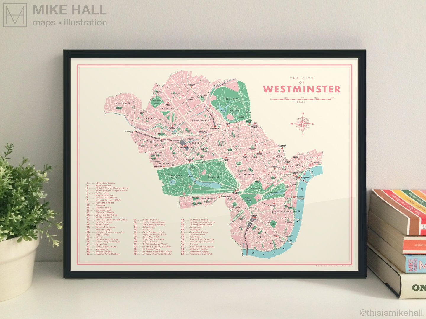Westminster london Borough Retro Map Giclee Print - Etsy