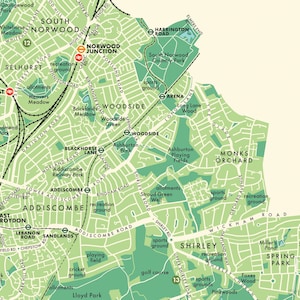 Croydon (london Borough) Retro Map Giclee Print - Etsy