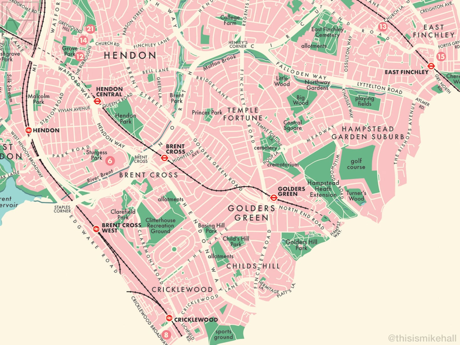 Barnet (london Borough) Retro Map Giclee Print - Etsy