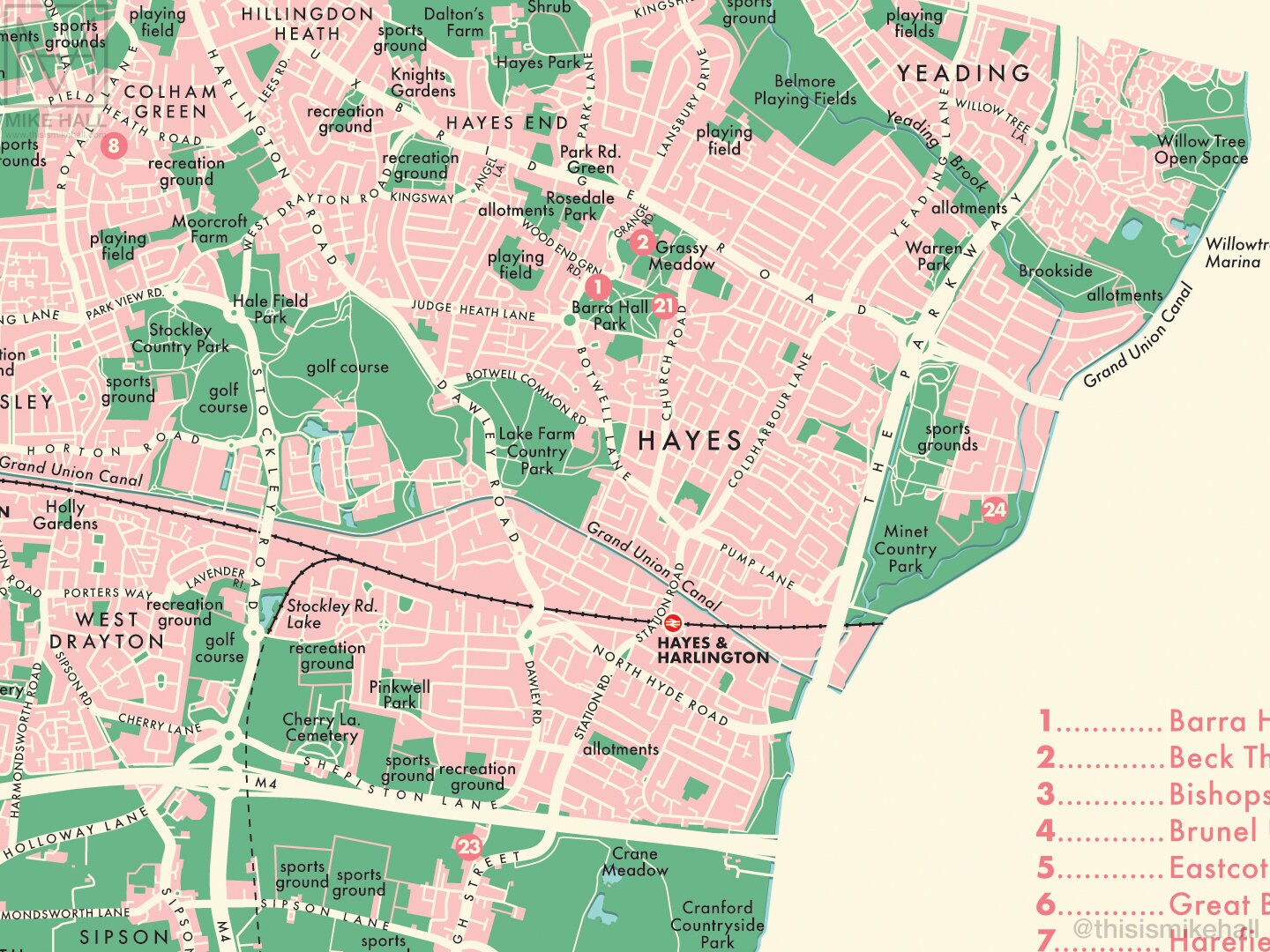 Hillingdon london Borough Retro Map Giclee Print - Etsy