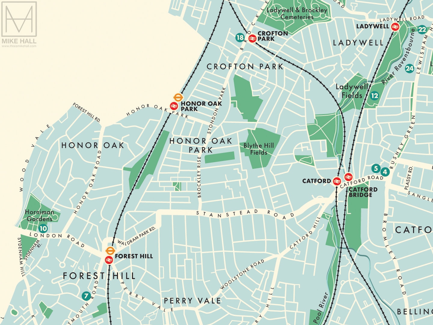 Lewisham london Borough Retro Map Giclee Print - Etsy
