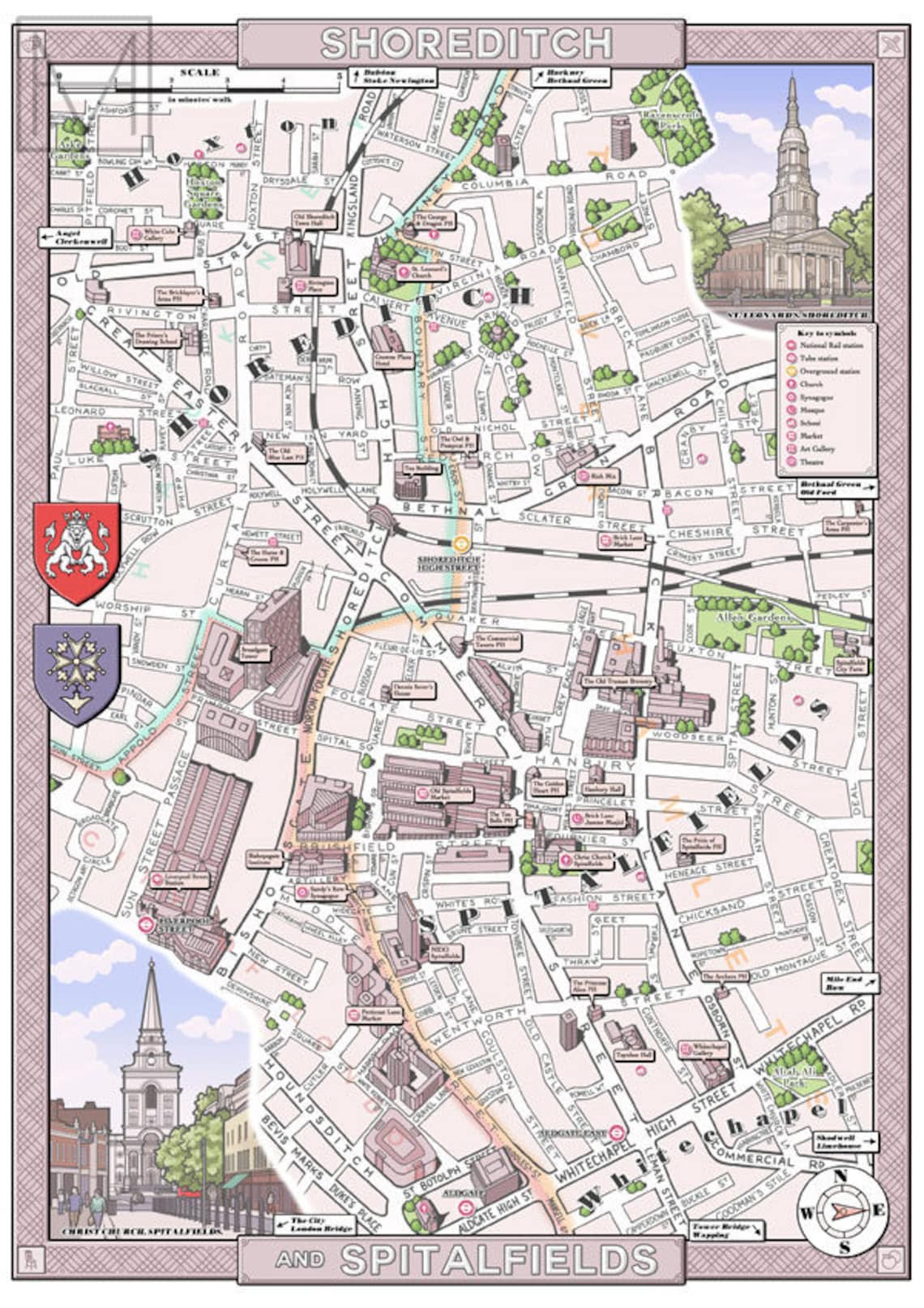 Shoreditch & Spitalfields london E1/EC3 Illustrated Map - Etsy