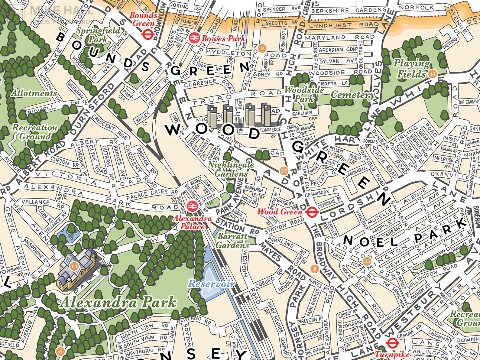 Haringey (london Borough) Illustrated Map Giclee Print - Etsy
