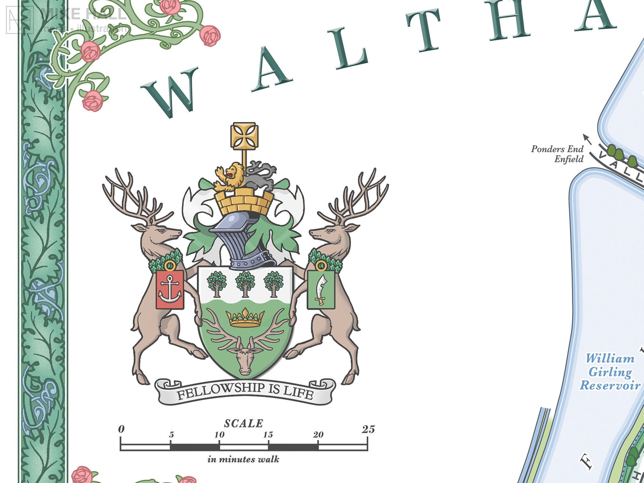Waltham Forest (london Borough) Illustrated Map Giclee Print - Etsy