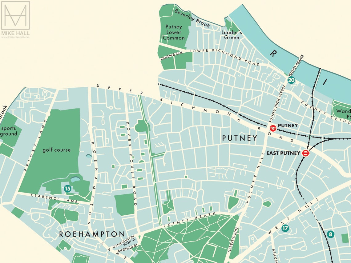 Wandsworth london Borough Retro Map Giclee Print - Etsy