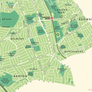 Harrow (london Borough) Retro Map Giclee Print - Etsy