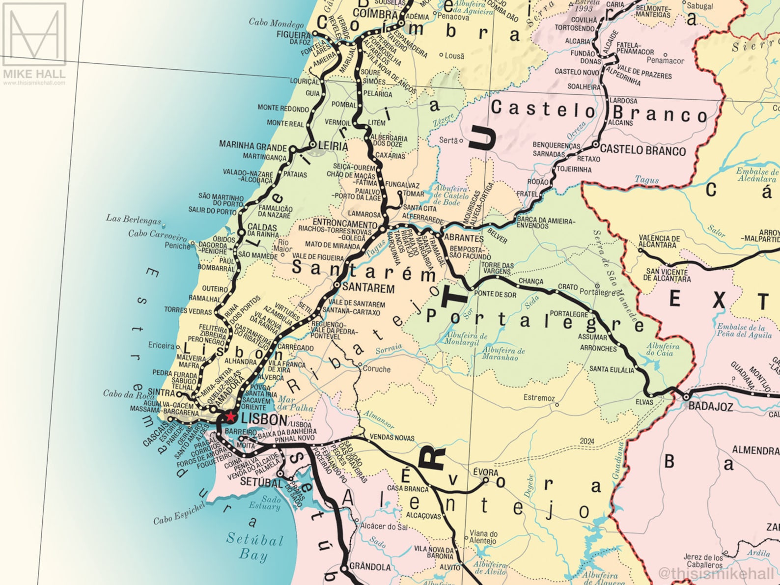 Spain & Portugal Railway Map Giclee Print - Etsy