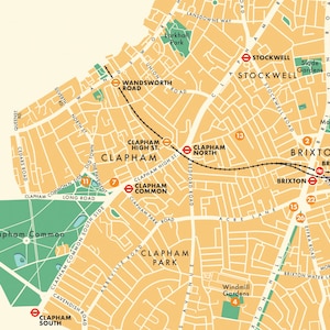 Lambeth (london Borough) Retro Map Giclee Print - Etsy