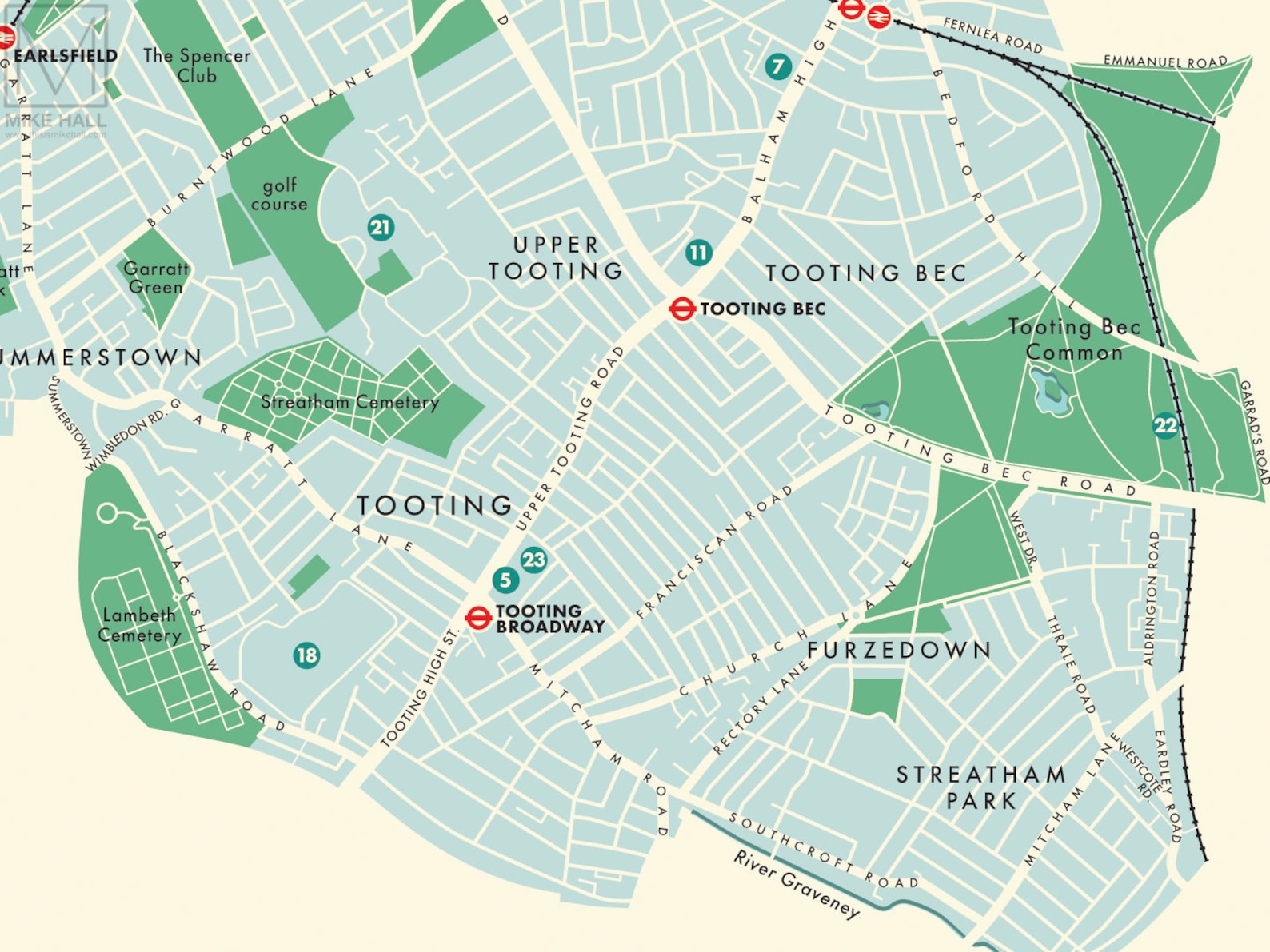 Wandsworth london Borough Retro Map Giclee Print - Etsy