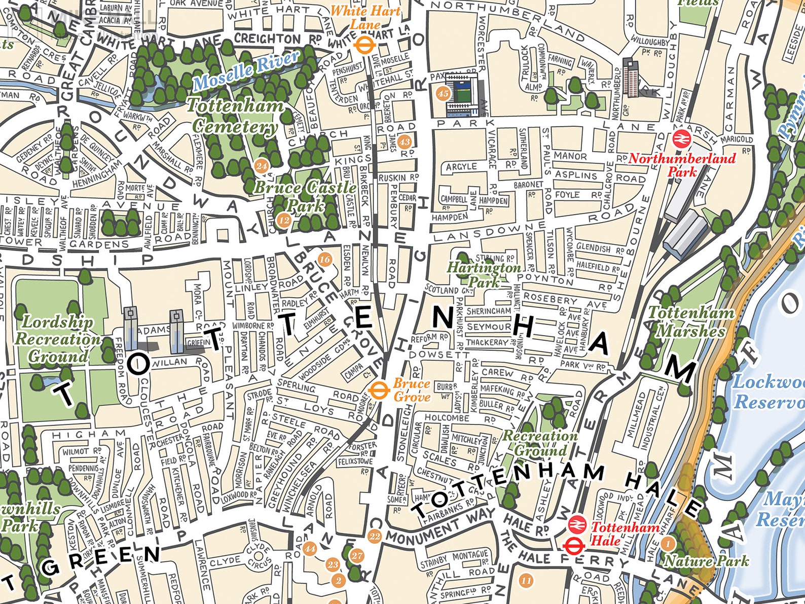 Haringey (london Borough) Illustrated Map Giclee Print - Etsy